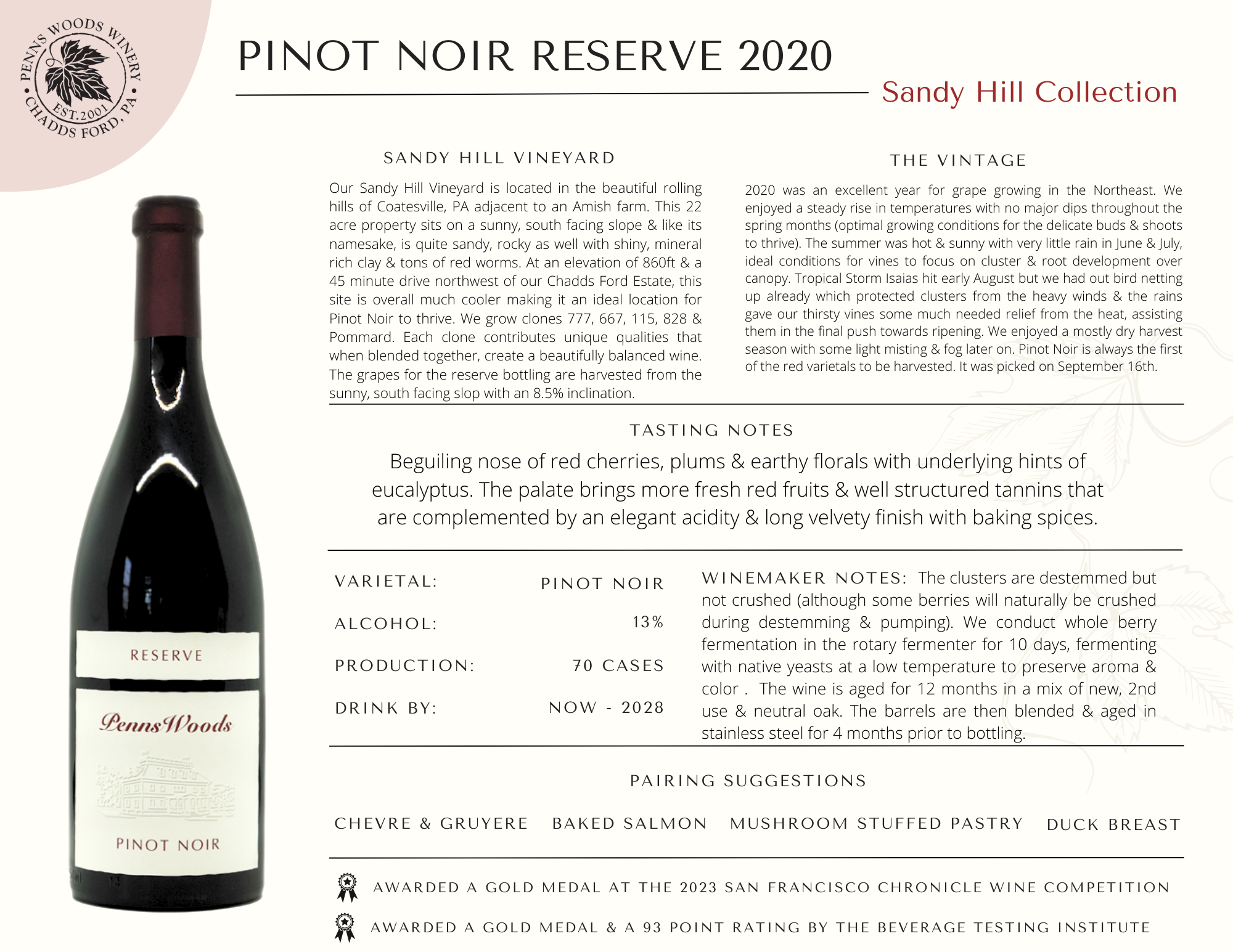 Pinot Noir Reserve 2020 - Penns Wood Winery